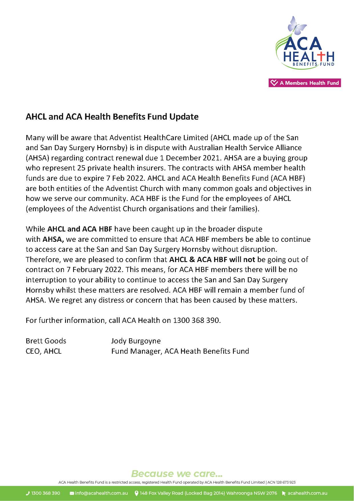 AHCL and ACA Health Benefits Fund update – Adventist Record